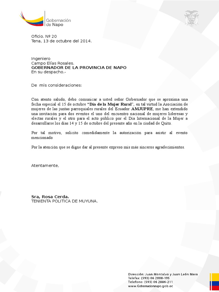 Modelo Oficio | PDF | Ecuador | Gobierno