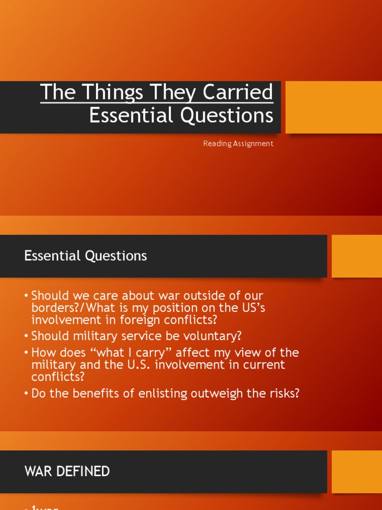 The Things They Carried - Claim Evidence Reading Activity | PDF