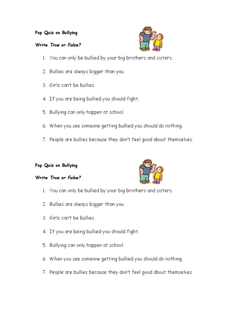 Pop Quiz On Bullying | PDF