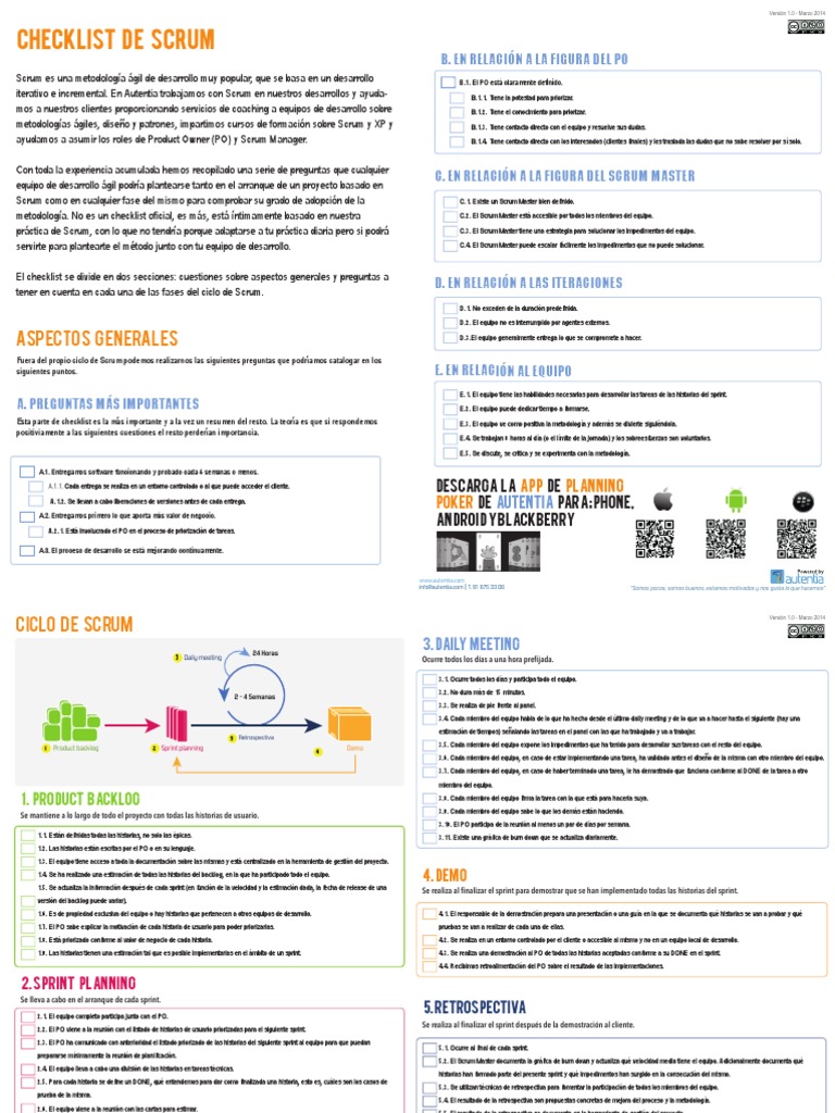 Checklist Scrum | PDF | Scrum (desarrollo de software) | Desarrollo ...