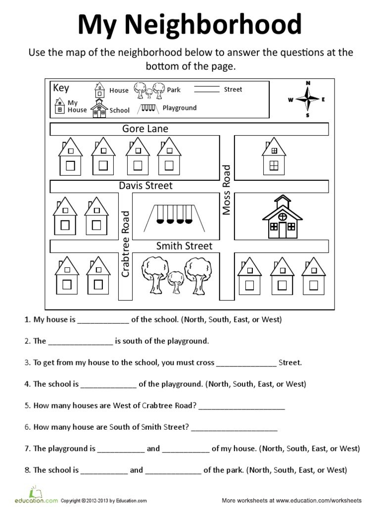 Neighborhood Map Worksheet | PDF | Sports & Recreation | Language Arts ...