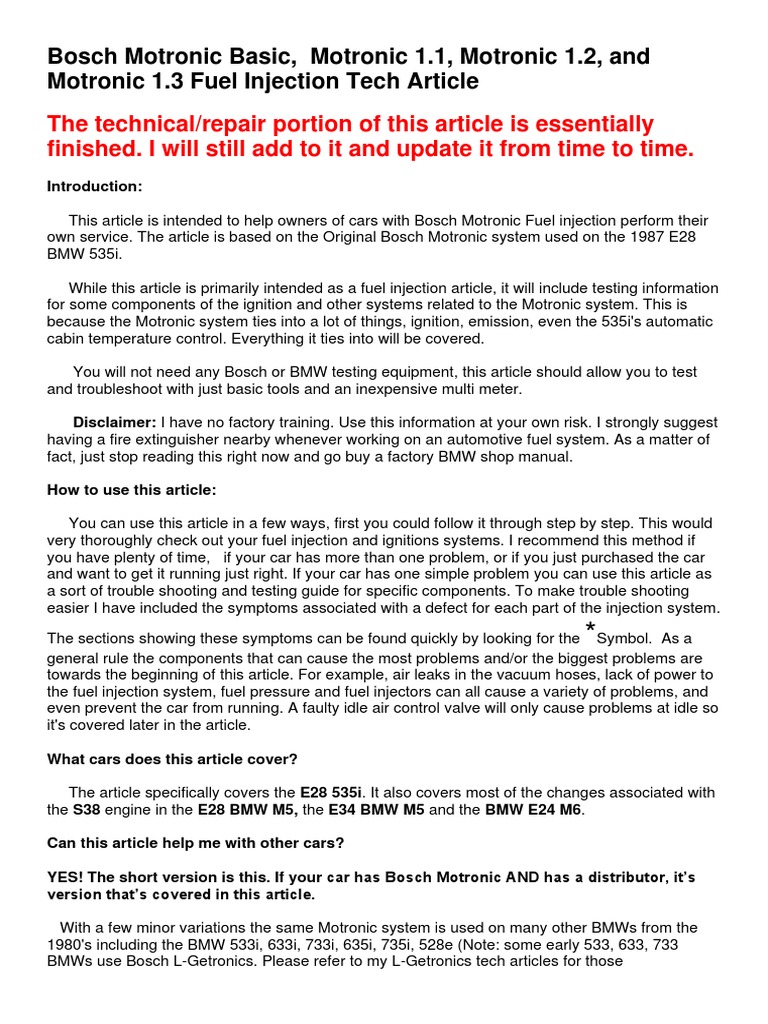 Bosch Motronic Basic | Download Free PDF | Throttle | Fuel Injection