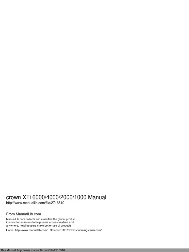 crown XTi 6000-4000-2000-1000 操作手册 PDF | PDF