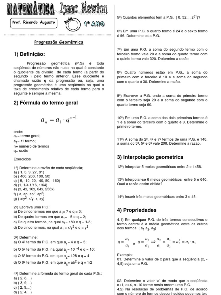 Progressão Geométrica - 01 | PDF | Sequência | Cálculo