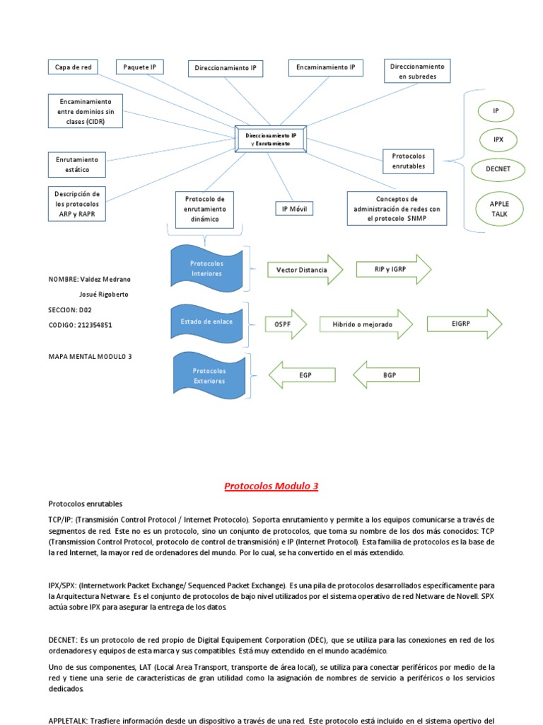 Mapa Mental Modulo 3 | Descargar gratis PDF | Enrutador (Computación) | Protocolos de internet