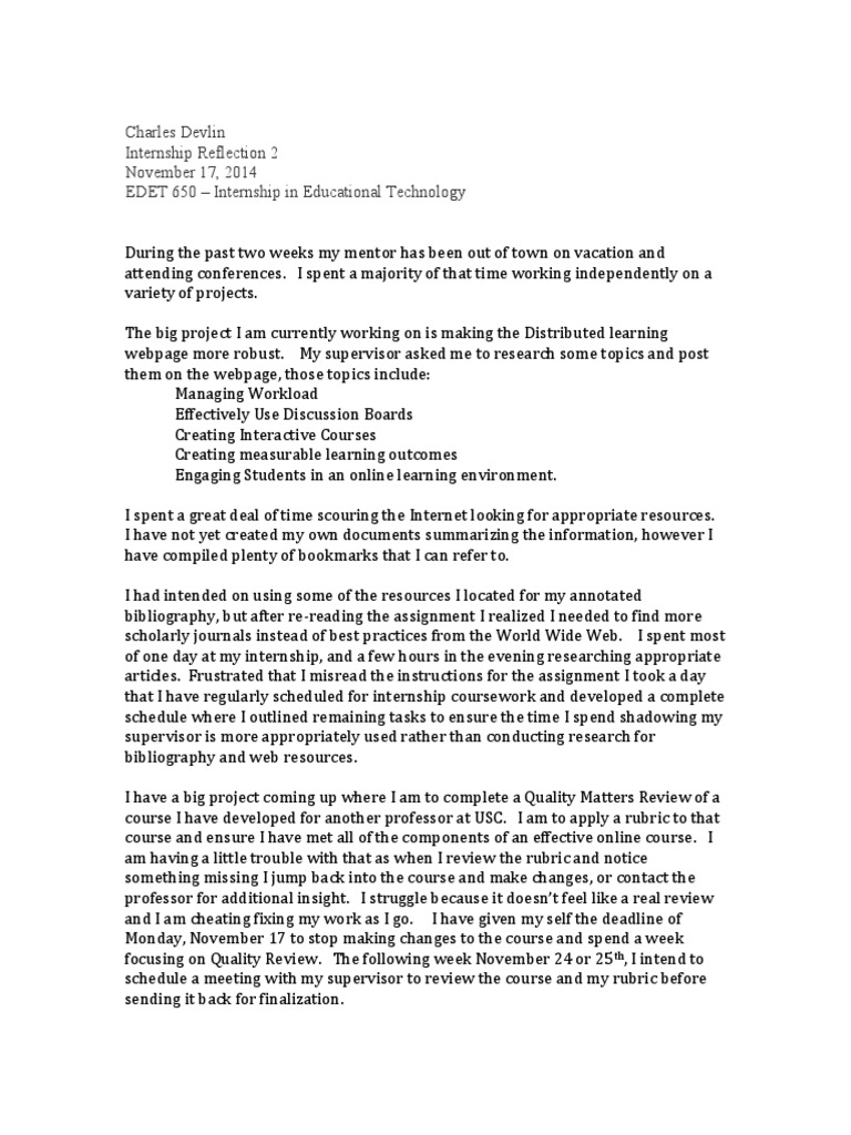 Internship Reflection | PDF