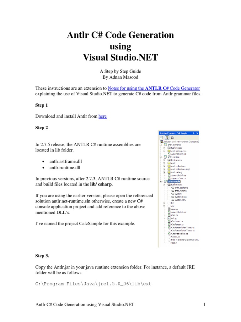 Antlr C# Code Generation using Visual Studio.NET Step-by-Step | PDF | Parsing | C Sharp ...