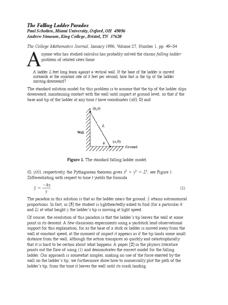 Falling Ladder Paradox | PDF | Rotation Around A Fixed Axis | Force