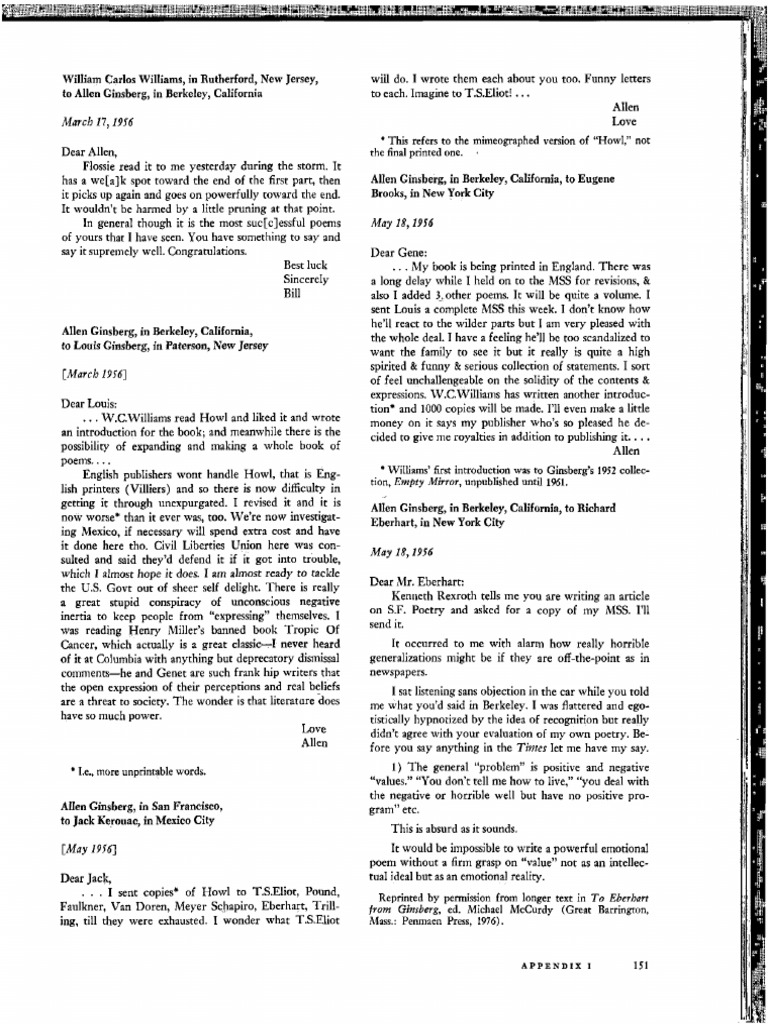 Letter To Eberhart | PDF | Allen Ginsberg | Poetry