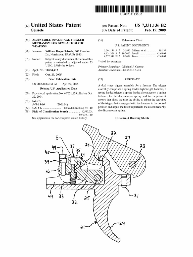 可调式双级触发机制半自动武器 PDF | PDF | Trigger (Firearms) | Screw