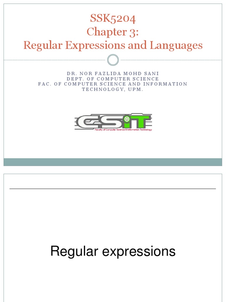 Automata - Chap3+regularexpressionlanguages - 2 | PDF | Regular Expression | Syntax (Logic)