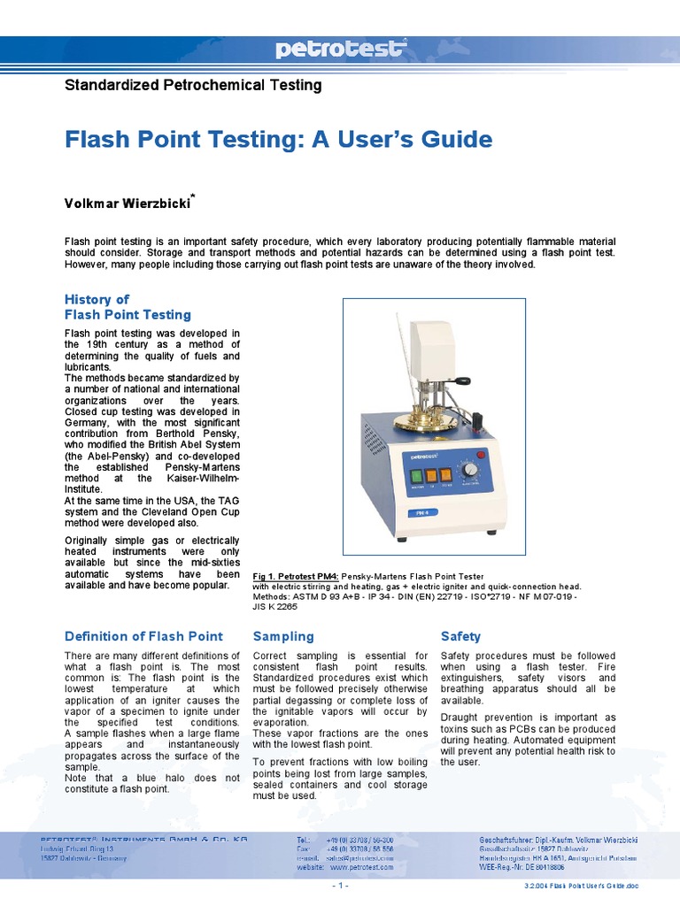 Petrotest Flash Point User s Guide | Viscosity | Physical Chemistry