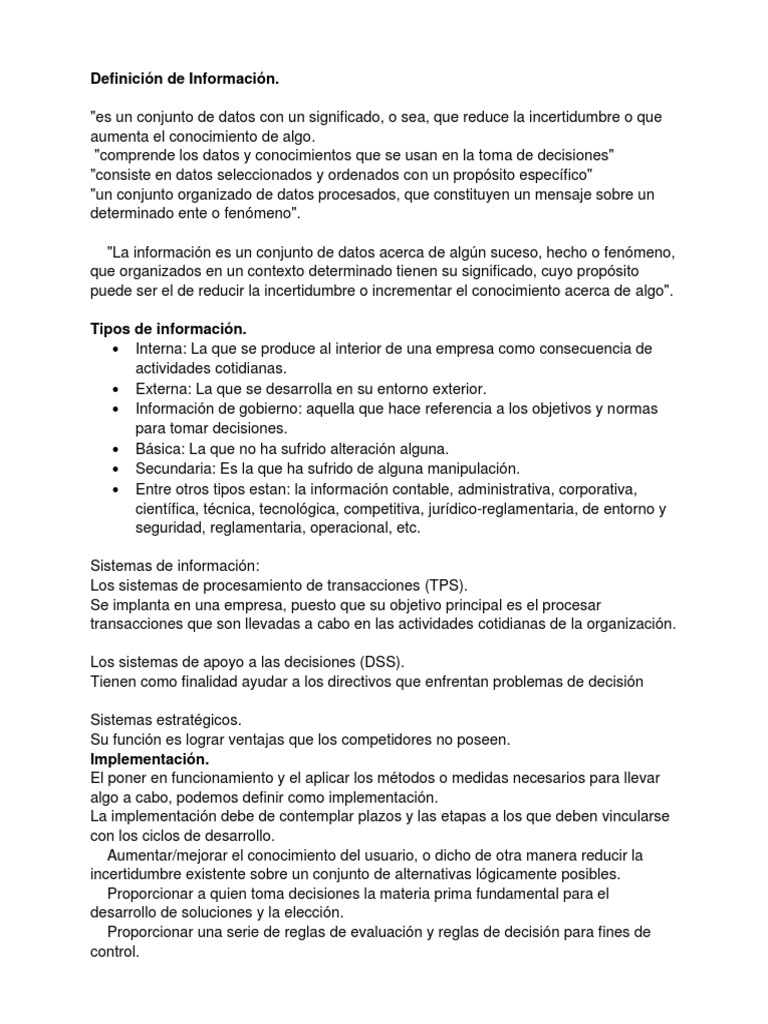 Definición de Información | PDF