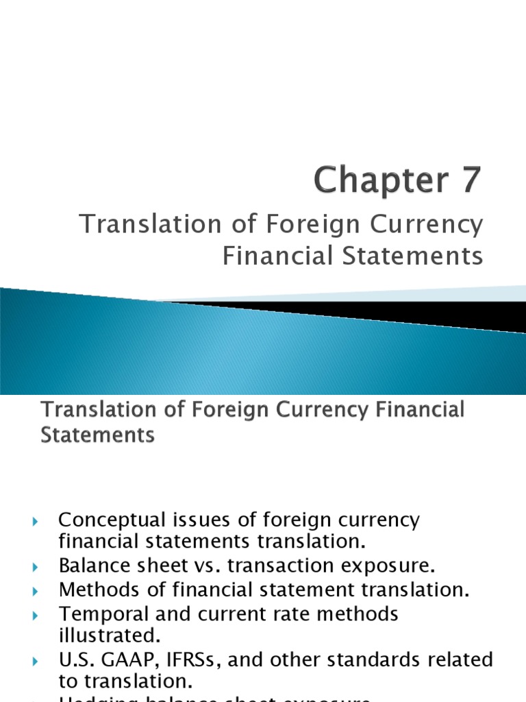 Translation of Foreign Currency Financial Statements | PDF | Balance ...
