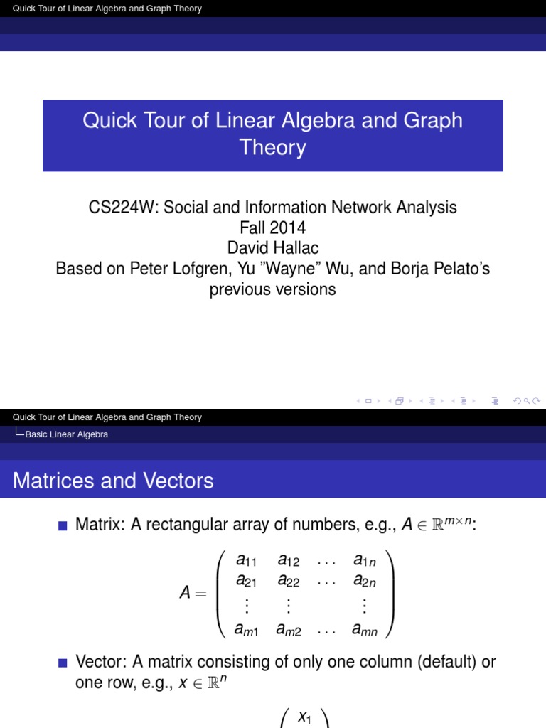 Quick Tour of Linear Algebra and Graph Theory | Download Free PDF | Eigenvalues And Eigenvectors ...