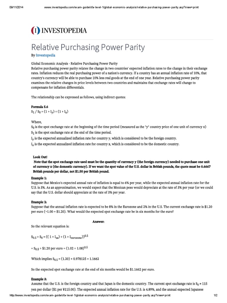Relative Purchasing Power Parity Relative Purchasing Power Parity | PDF ...