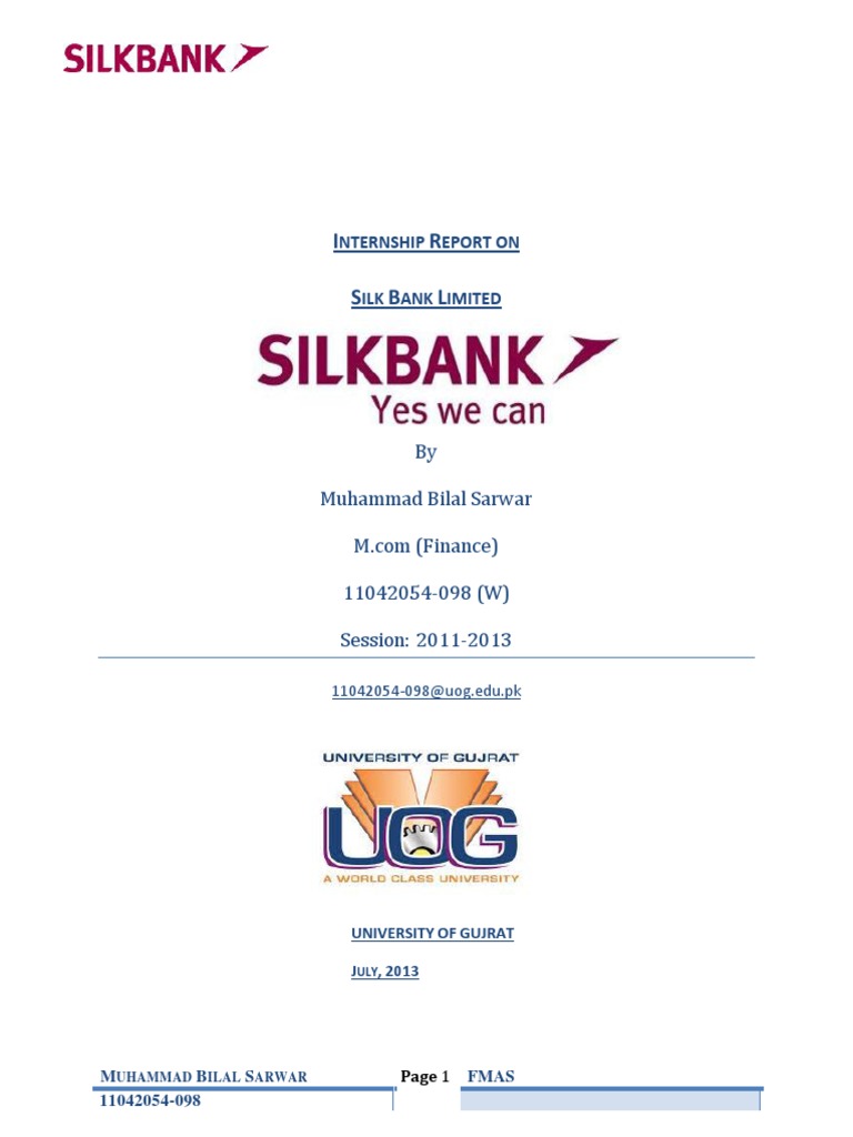 Internship Report on Silk Bank Limited | PDF | Cheque | Payments