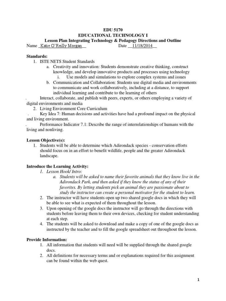 Living Landscape Lesson Plan | PDF | Lesson Plan | Educational Technology