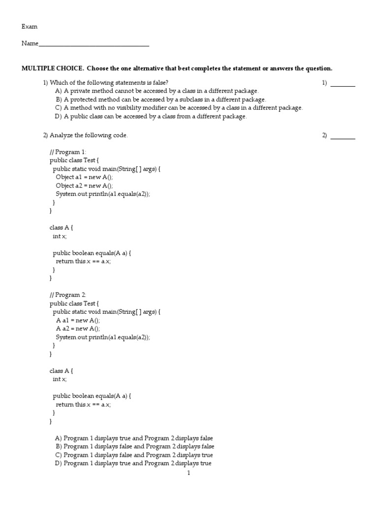 Quiz3 11-15 | PDF | Method (Computer Programming) | Inheritance (Object Oriented Programming)