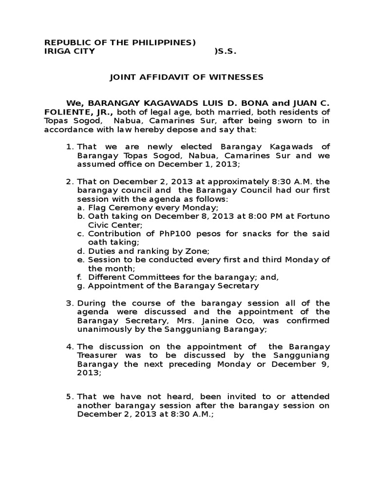 Joint Affidavits | Affidavit | Government | Free 30-day Trial | Scribd