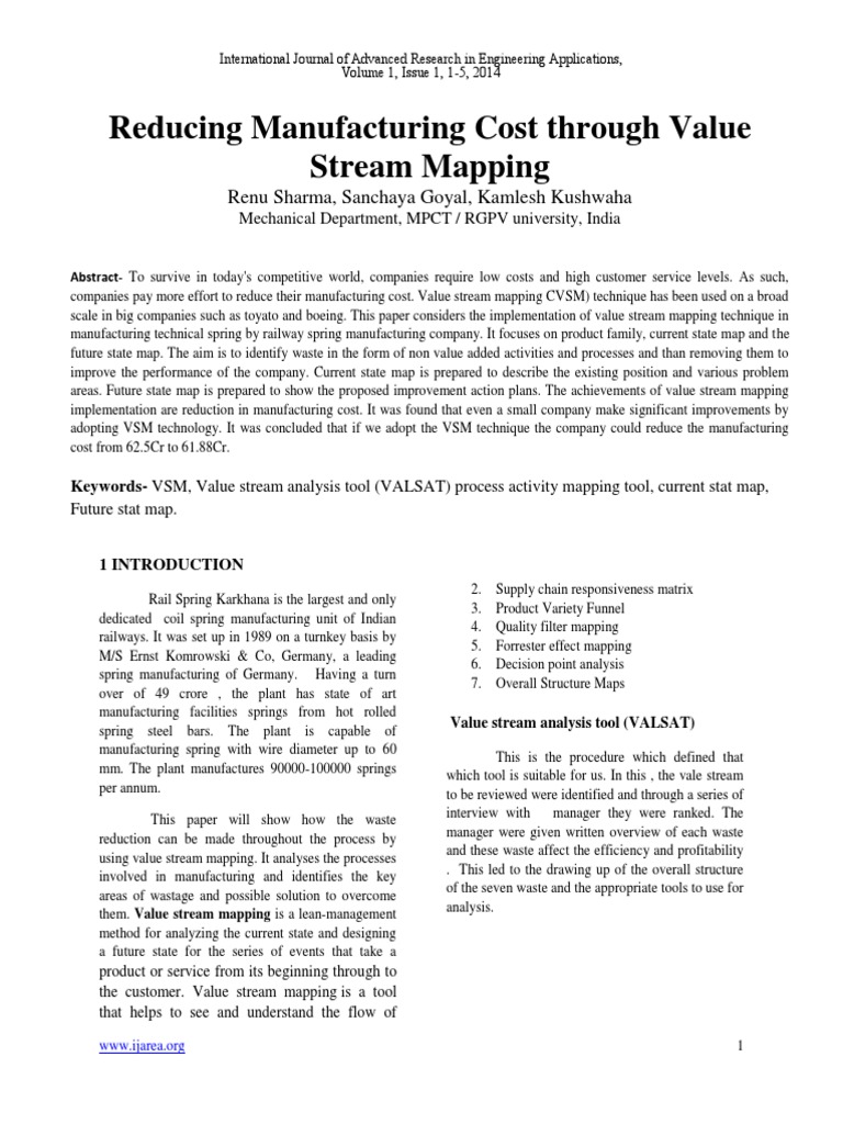 Reducing Manufacturing Cost Through Value Stream Mapping | PDF | Lean ...