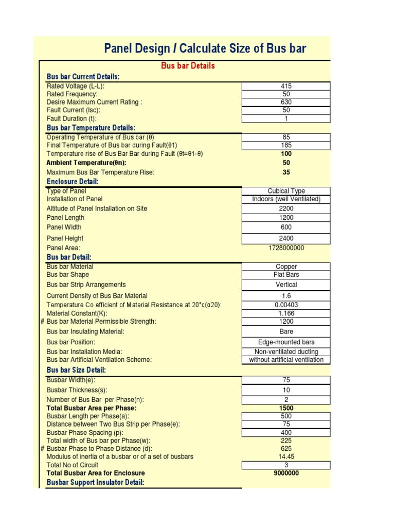 Bus Bar Sizing | PDF | Electrical Equipment | Electrical Components