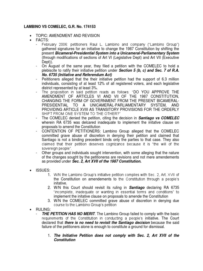 Consti 2 Digests 1 - Revised 1 | PDF | Initiative | Standing (Law)