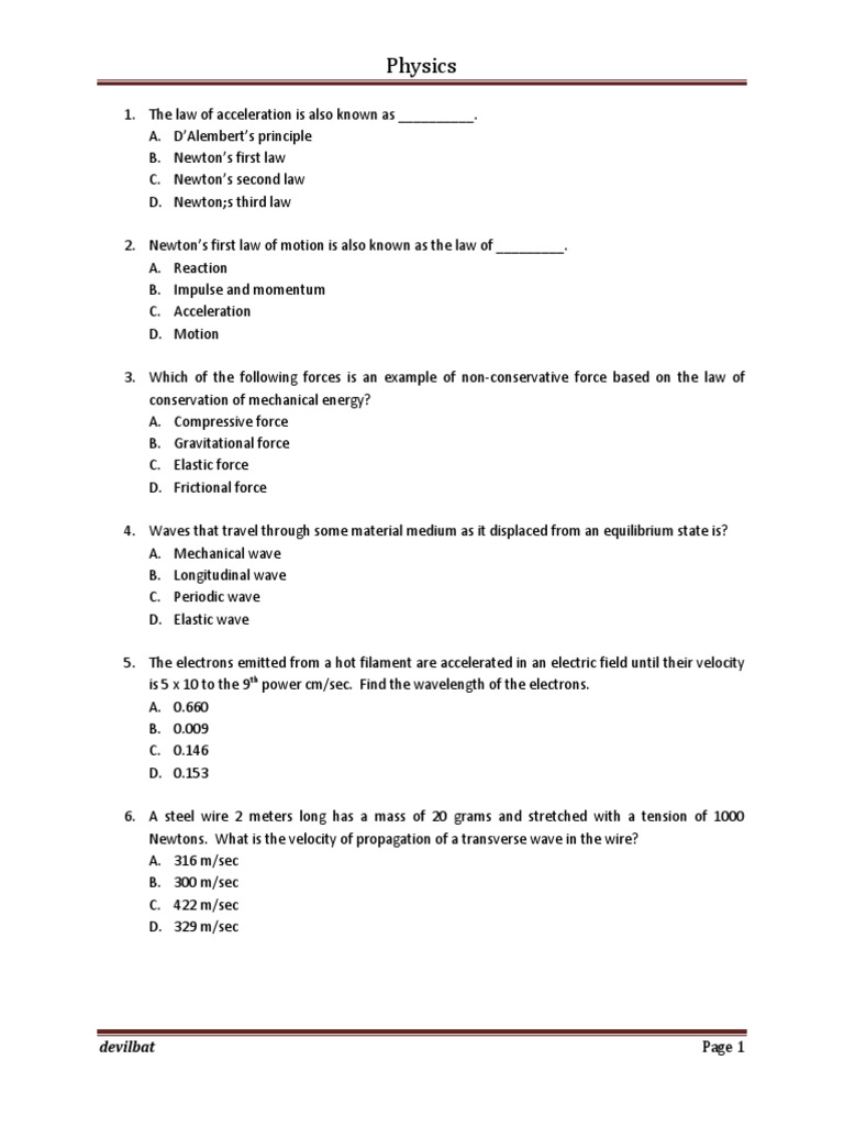 Physics Reviewer | PDF | Lens (Optics) | Collision