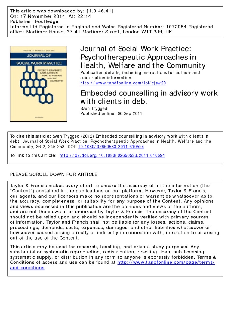 Embedded Counselling in Advisory Work | PDF | Psychotherapy | Cognitive ...