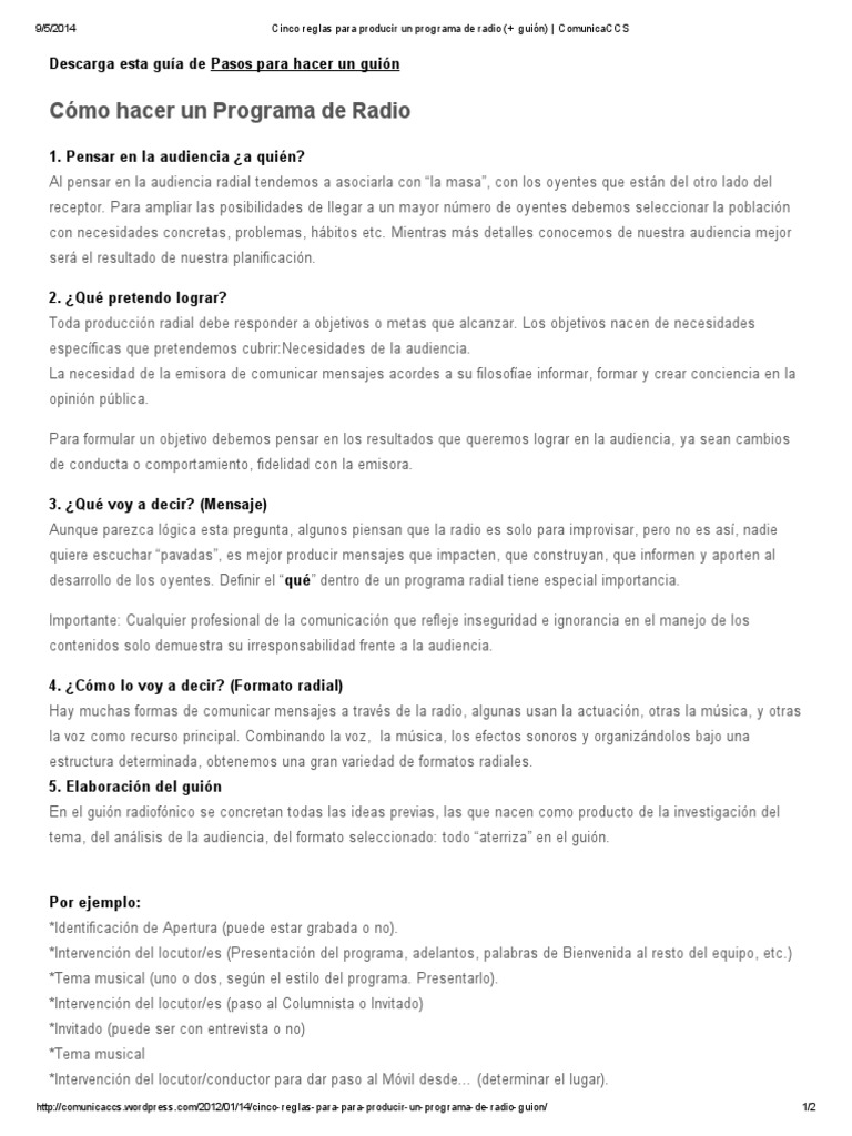 Guía para Crear Programas Radiales | PDF | Medición de audiencia | Radio