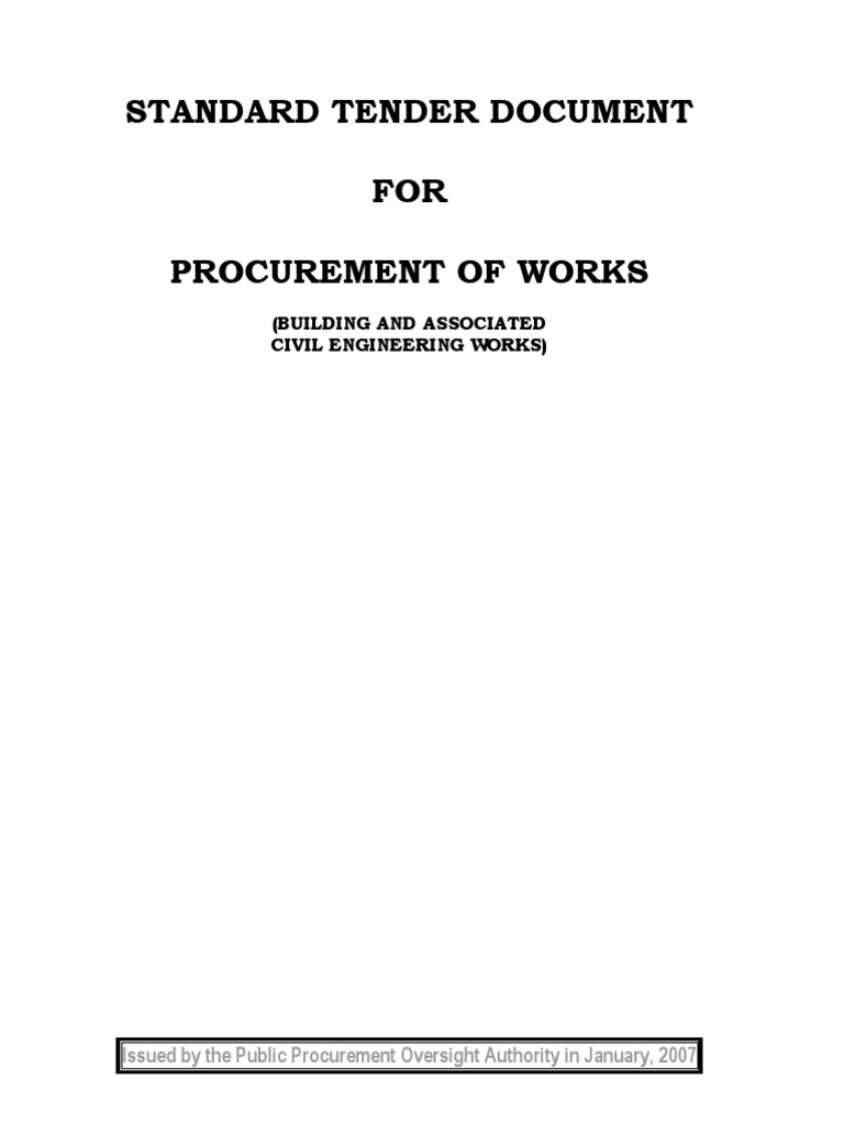 Standard Tender Documents | PDF | General Contractor | Employment