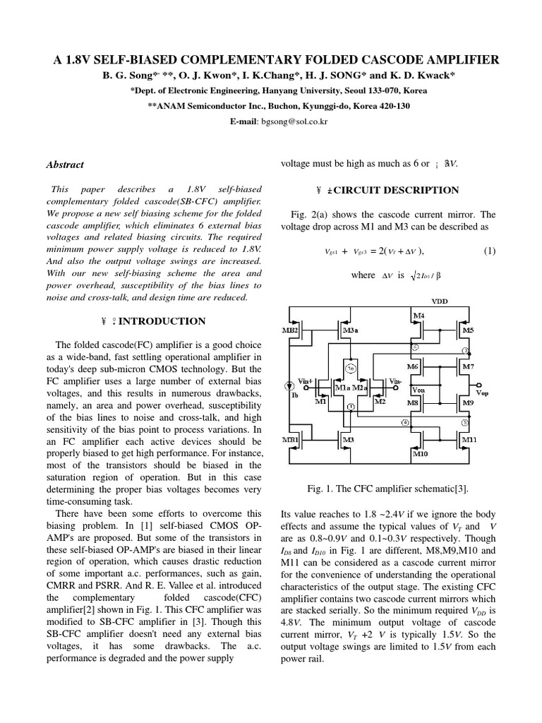Self-Biased Folded Cascode Amplifier | PDF | Amplifier | Operational ...