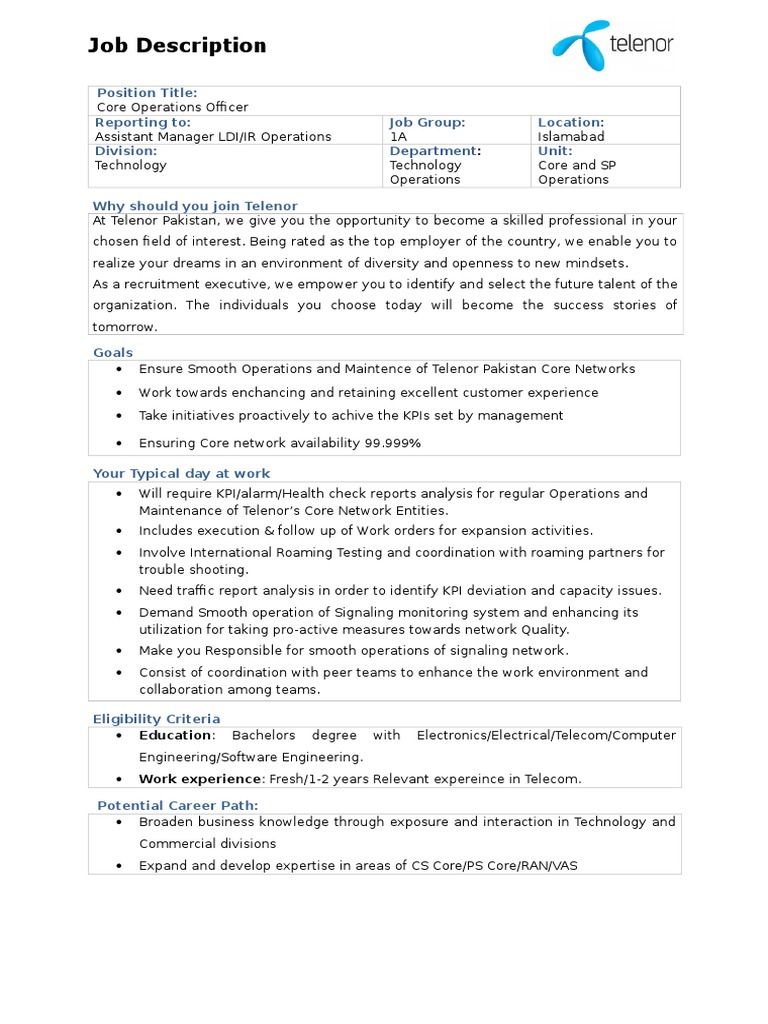 Core Operations Officer ISB 17102014 | PDF | Engineering | Recruitment