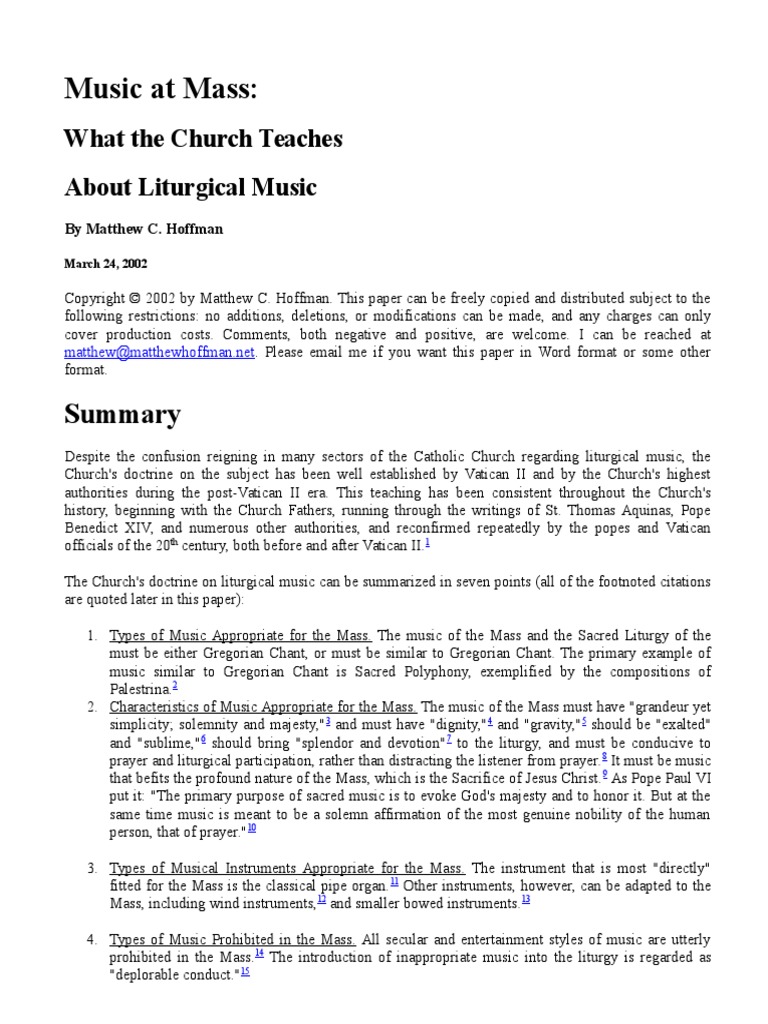 Music at Mass | PDF | Second Vatican Council | Sacred