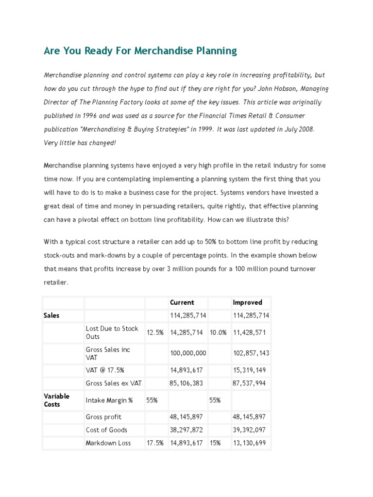 Are You Ready For Merchandise Planning | PDF | Databases | Business