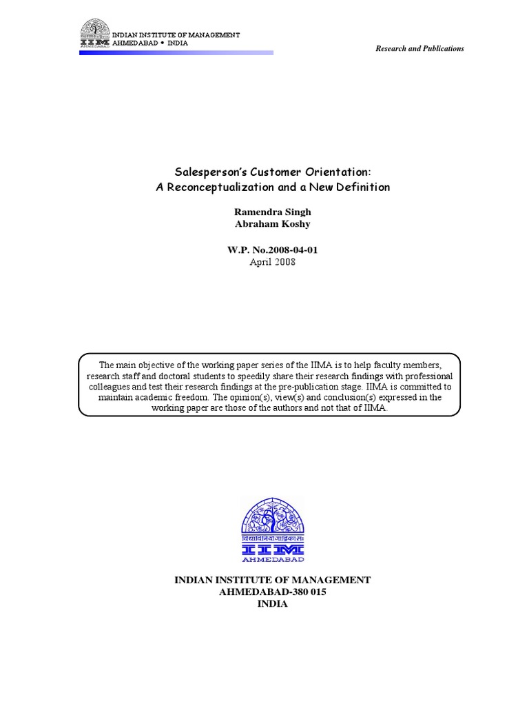 Salesperson's Customer Orientation: A Reconceptualization and A New ...