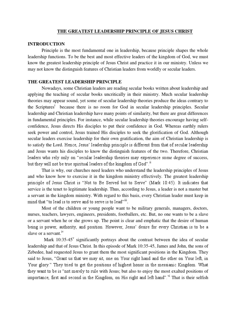 Jesus' Greatest Leadership Principle | PDF | Disciple (Christianity ...