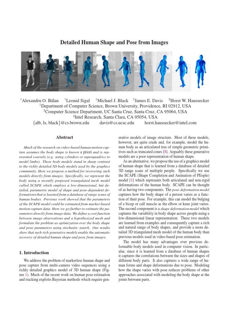 Estimating Detailed 3D Human Shape and Pose Directly from Images Using ...