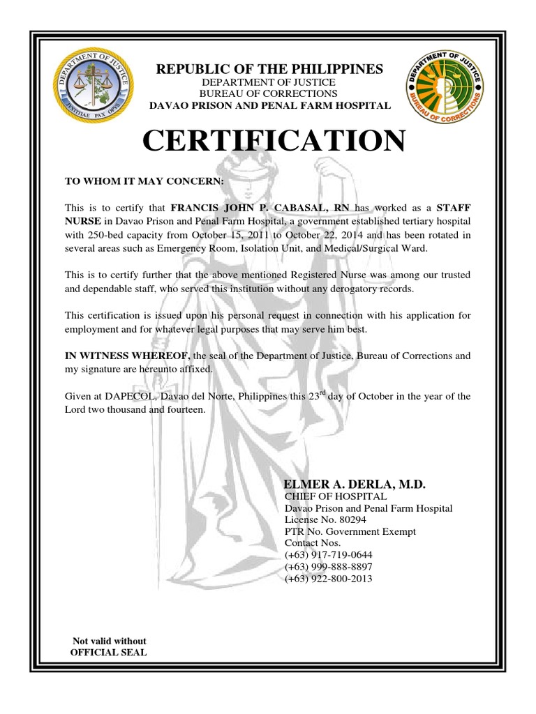 Certificate New | PDF | Nursing | Hospital