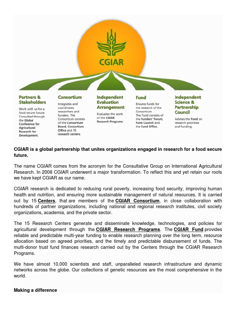 CGIAR Is A Global Partnership That Unites Organizations Engaged in ...
