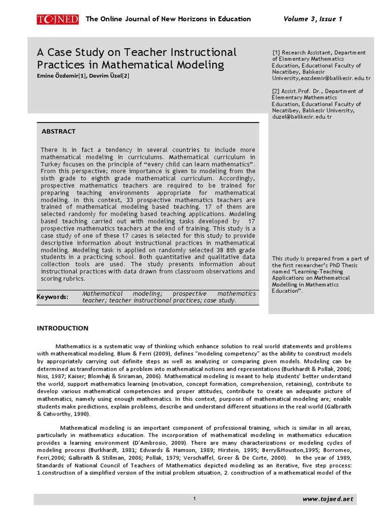 Teacher Practices in Math Modeling Study | PDF | Teachers | Lesson Plan