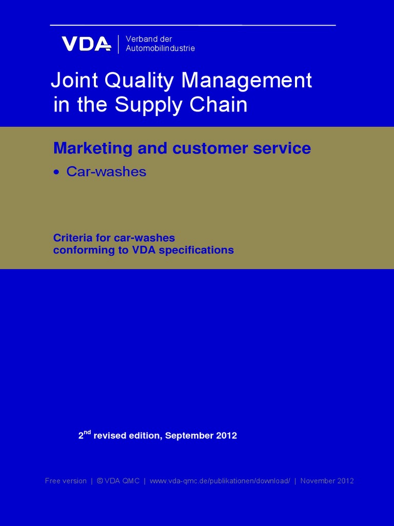 VDA Volume-Criteria For Car-Washes Conforming To VDA Specifications ...