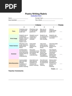 Poetry Writing and Illustration Rubric | PDF | Poetry | Writing