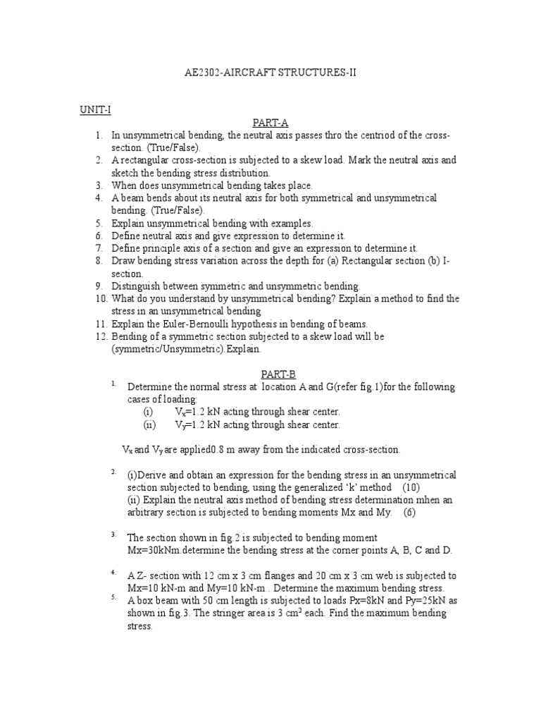 Aircraft Structures II: Bending & Shear Analysis | PDF | Shear Stress ...