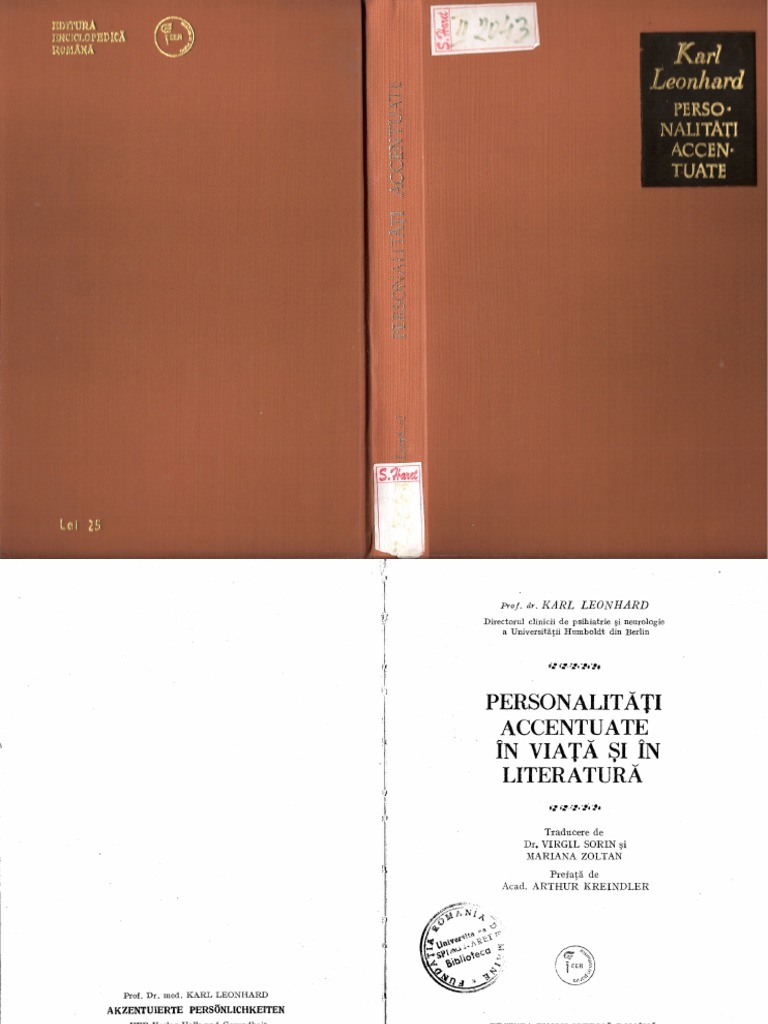 Karl Leonhard - Personalitati Accentuate in Viata Si in Literatura