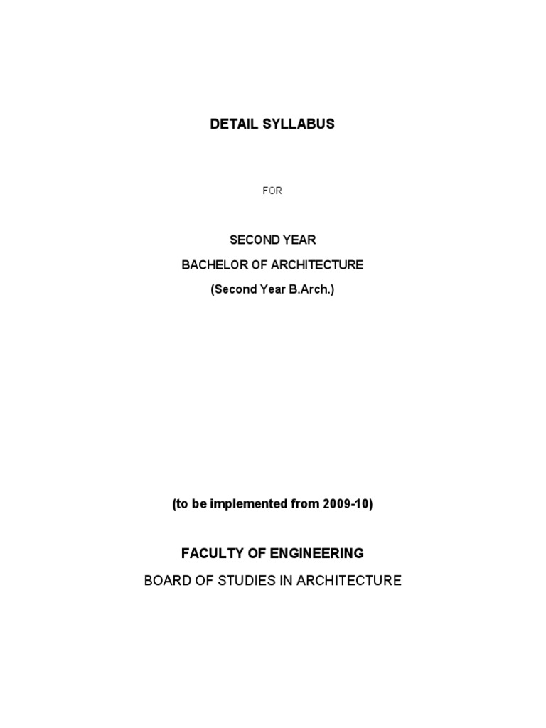 B.Arch Second Year Syllabus Overview | PDF | Art