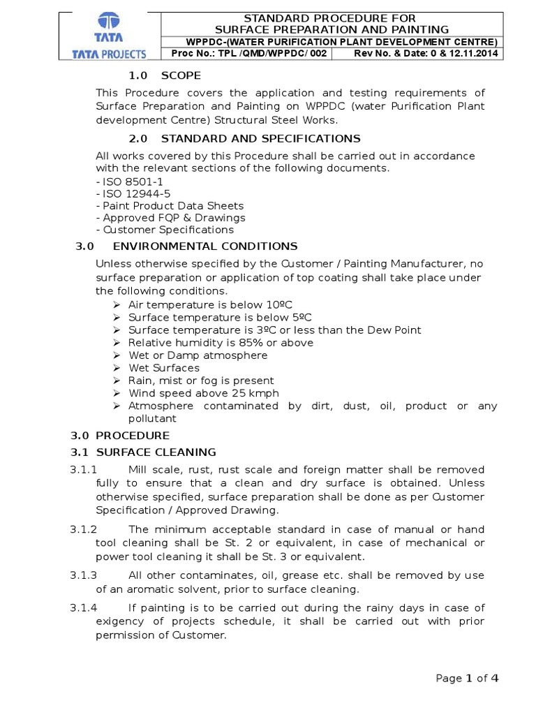 Surface Preparation and Painting | PDF | Paint | Specification ...