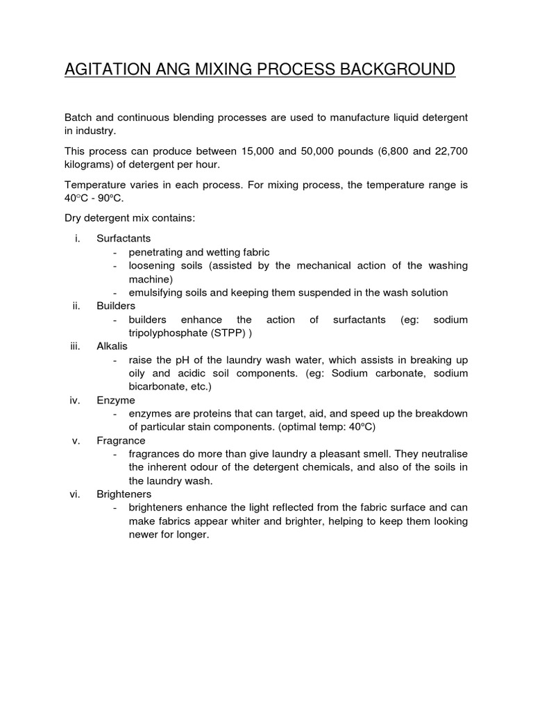 Process Design and Optimization of a Mixing Tank for Liquid Detergent ...
