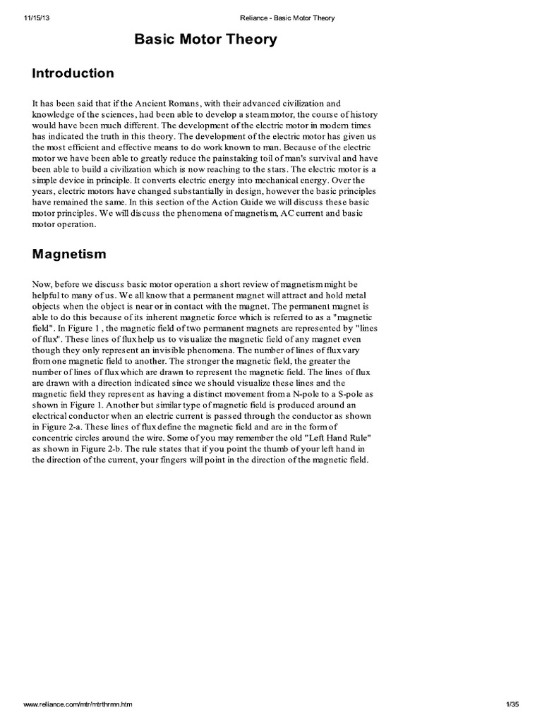 Basic Motor Theory-Reliance | PDF