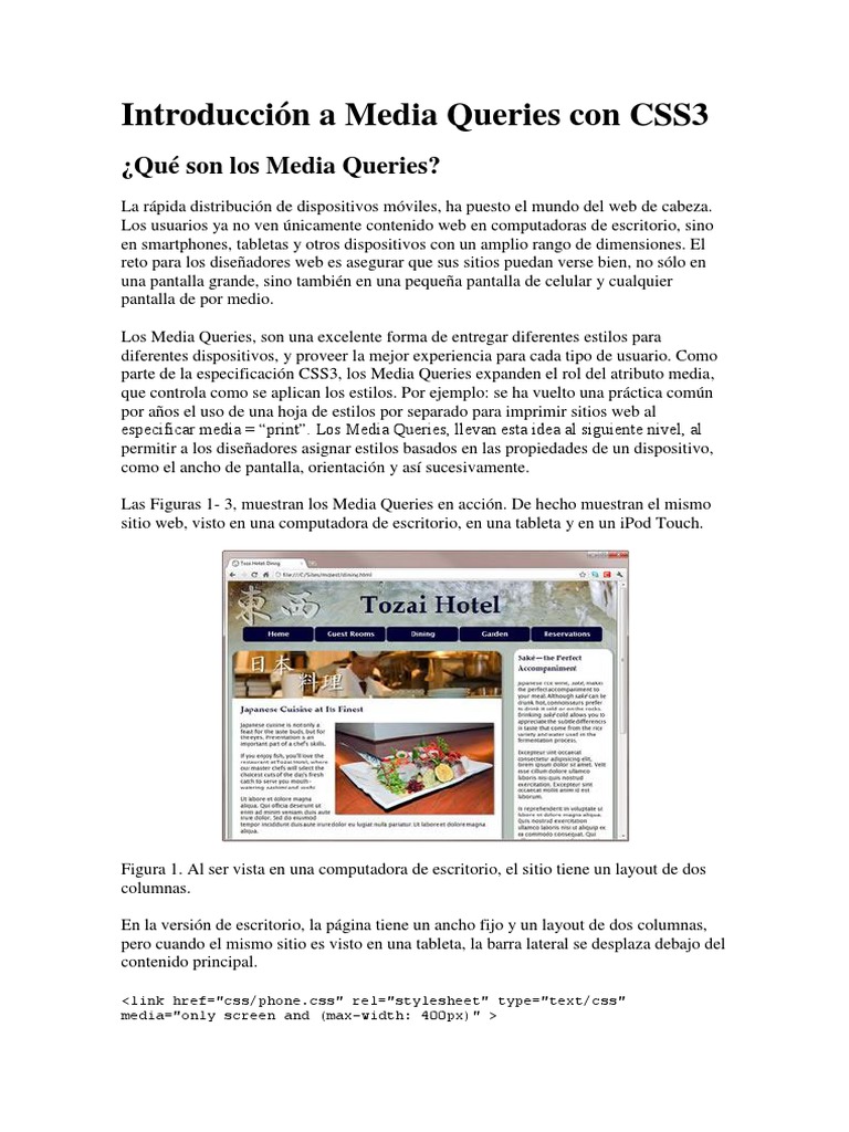 Introducción A Media Queries Con CSS3 | PDF | Hojas de estilo en ...